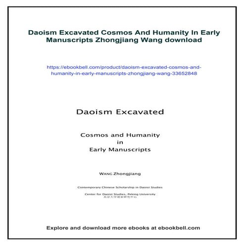 Daoism Excavated Cosmos And Humanity In Early Manuscripts Zhongjiang ...