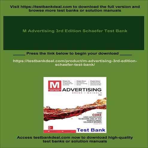 M Advertising 3rd Edition Schaefer Test Bank | PDF