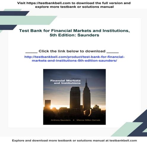 Test Bank for Financial Markets and Institutions, 5th Edition: Saunders ...