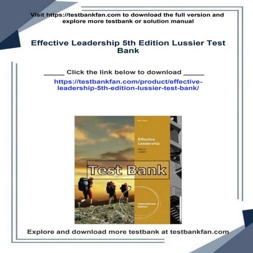Effective Leadership 5th Edition Lussier Test Bank | PDF