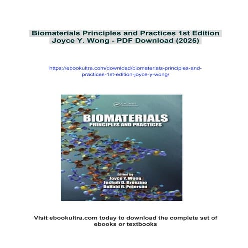 Biomaterials Principles and Practices 1st Edition Joyce Y. Wong | PDF