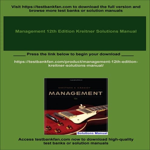 Management 12th Edition Kreitner Solutions Manual | PDF