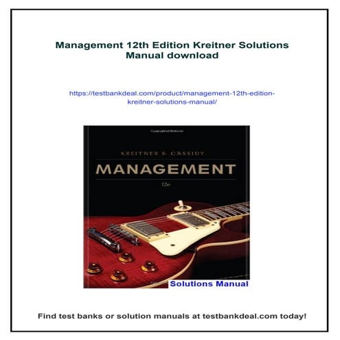 Management 12th Edition Kreitner Solutions Manual | PDF