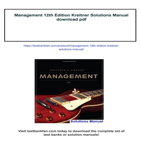Management 12th Edition Kreitner Solutions Manual | PDF