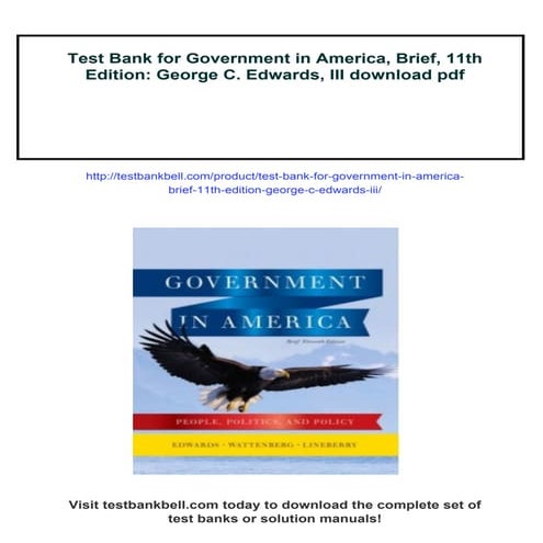 Test Bank for Government in America, Brief, 11th Edition: George C ...