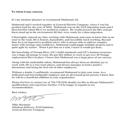 Letter from Mike Hartman | PDF