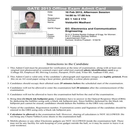 168 f876g admitcard | PDF