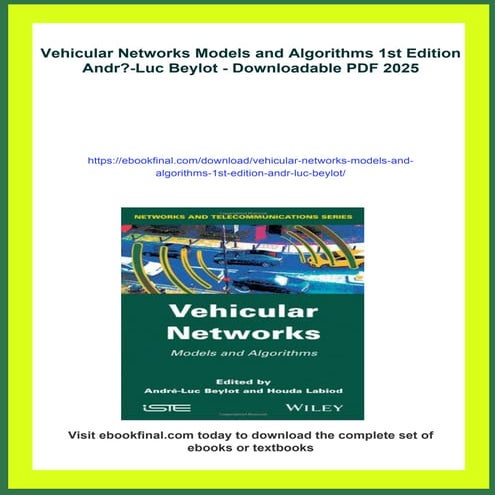 Vehicular Networks Models and Algorithms 1st Edition Andr?-Luc Beylot | PDF