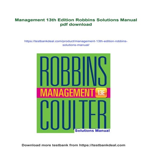 Management 13th Edition Robbins Solutions Manual | PDF