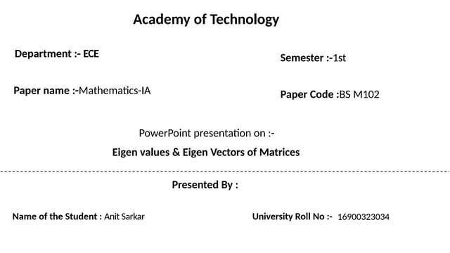 Application of Eigenvalues and Eigenvectors: Understanding Concepts, Practical Examples, and ...