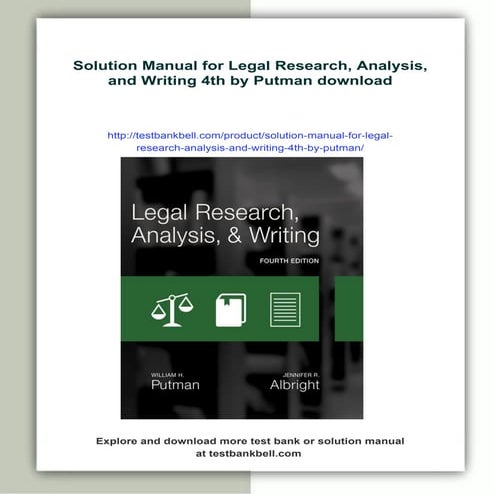 Solution Manual for Legal Research, Analysis, and Writing 4th by Putman ...