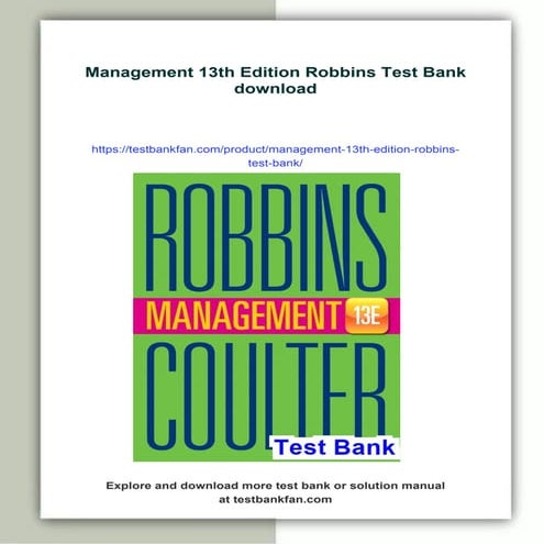 Management 13th Edition Robbins Test Bank | PDF