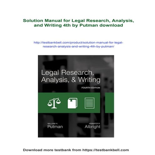 Solution Manual for Legal Research, Analysis, and Writing 4th by Putman ...