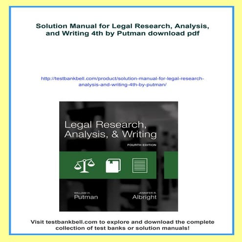 Solution Manual for Legal Research, Analysis, and Writing 4th by Putman ...
