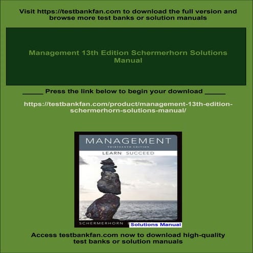 Management 13th Edition Schermerhorn Solutions Manual | PDF