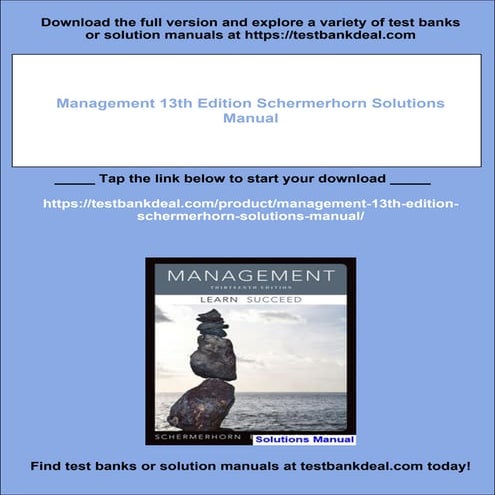 Management 13th Edition Schermerhorn Solutions Manual | PDF