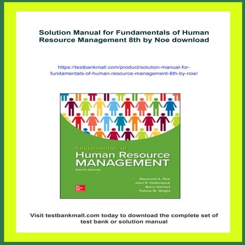 Solution Manual for Fundamentals of Human Resource Management 8th by ...