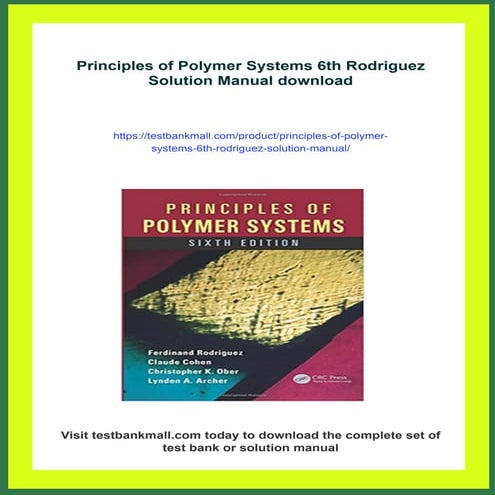 Principles of Polymer Systems 6th Rodriguez Solution Manual | PDF