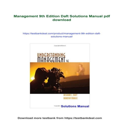Management 9th Edition Daft Solutions Manual | PDF