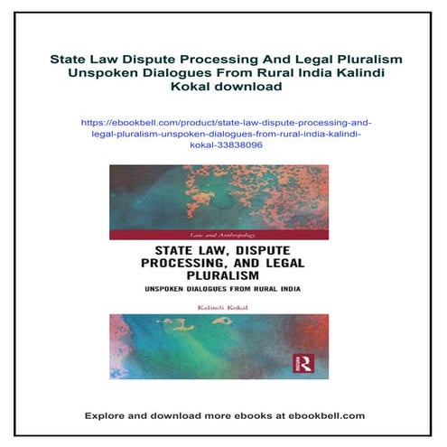 State Law Dispute Processing And Legal Pluralism Unspoken Dialogues ...