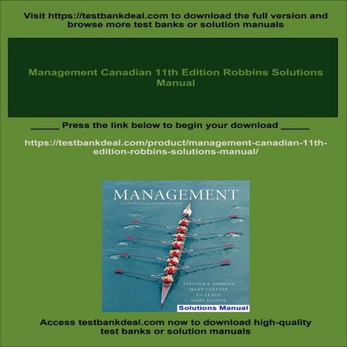 Management Canadian 11th Edition Robbins Solutions Manual | PDF
