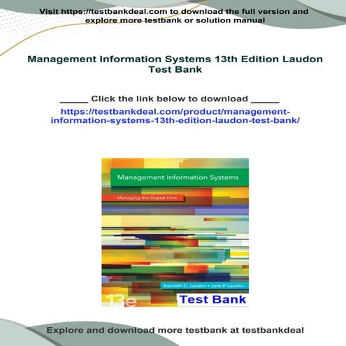 Get Management Information Systems 13th Edition Laudon Test Bank free ...