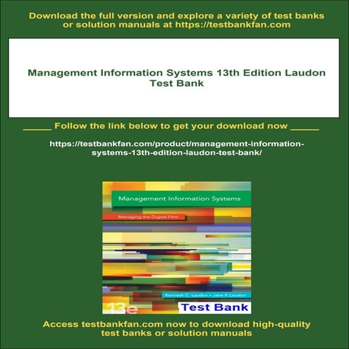 Management Information Systems 13th Edition Laudon Test Bank | PDF