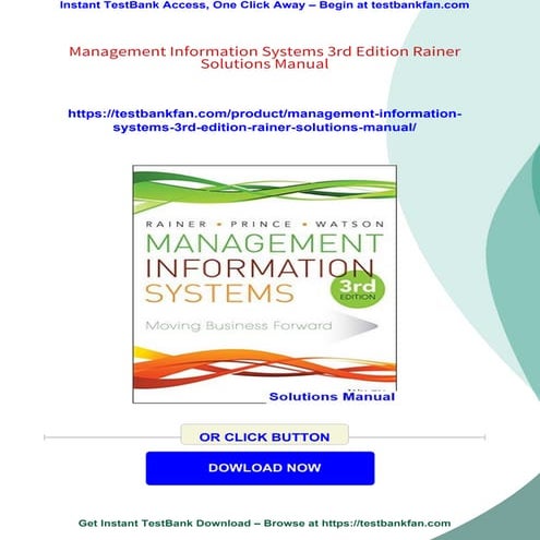 Management Information Systems 3rd Edition Rainer Solutions Manual | PDF