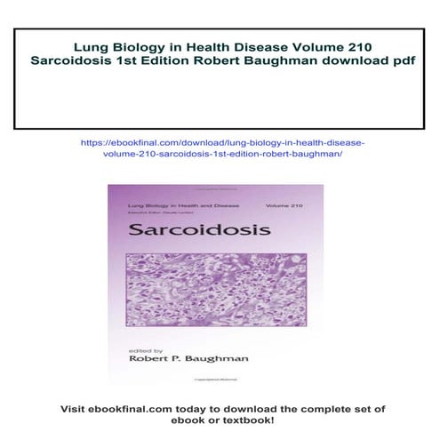 Lung Biology in Health Disease Volume 210 Sarcoidosis 1st Edition ...
