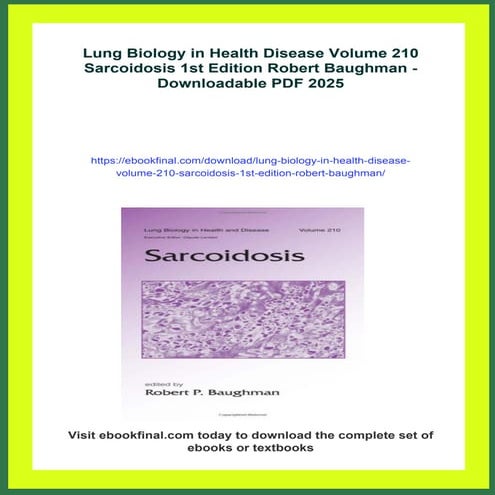 Lung Biology in Health Disease Volume 210 Sarcoidosis 1st Edition ...