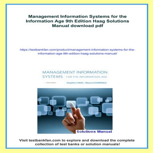 Management Information Systems for the Information Age 9th Edition Haag ...