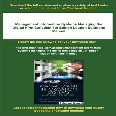 Management Information Systems Managing the Digital Firm Canadian 7th Edition Laudon Solutions ...