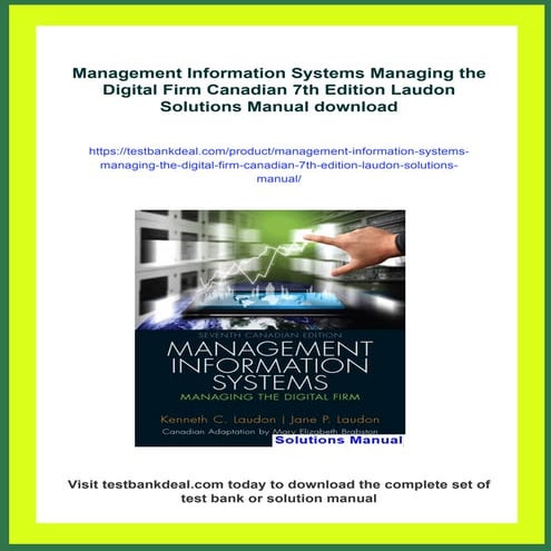 Management Information Systems Managing the Digital Firm Canadian 7th Edition Laudon Solutions ...