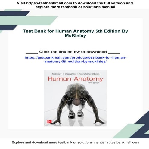 Test Bank for Human Anatomy 5th Edition By McKinley | PDF