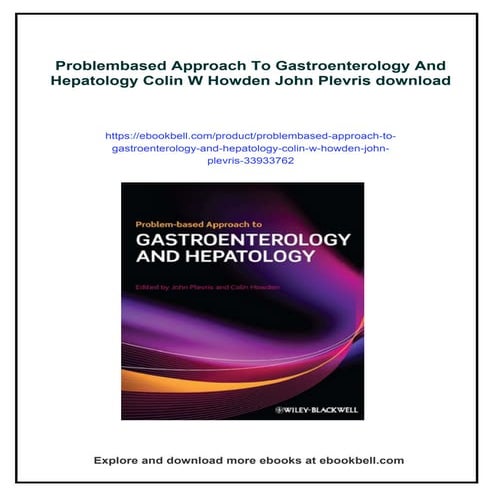 Problembased Approach To Gastroenterology And Hepatology Colin W Howden ...