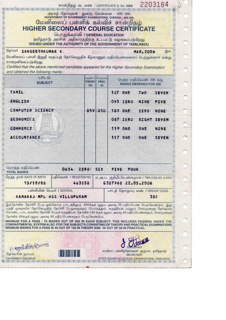 12th marksheet | PDF