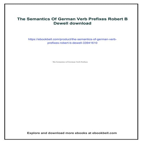 The Semantics Of German Verb Prefixes Robert B Dewell | PDF
