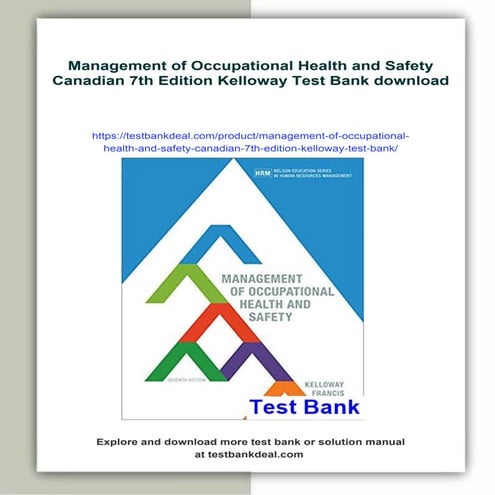 Management of Occupational Health and Safety Canadian 7th Edition ...