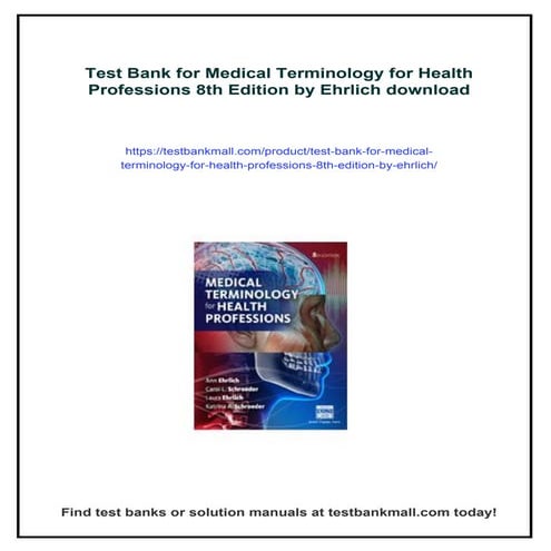 Test Bank for Medical Terminology for Health Professions 8th Edition by ...