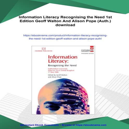 Information Literacy Recognising the Need 1st Edition Geoff Walton And ...