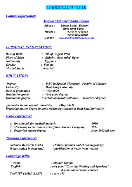 Noha CV u SOHAG | PDF