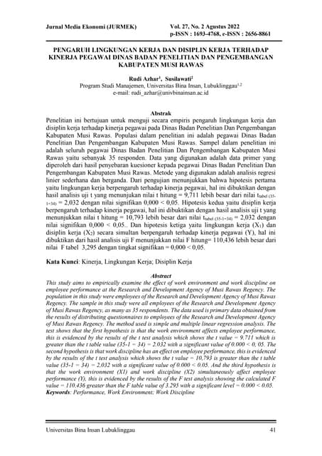 Contoh Review Jurnal Ilmiah (PENGARUH KEPEMIMPINAN, BUDAYA ORGANISASI DAN LINGKUNGAN KERJA SERTA ...