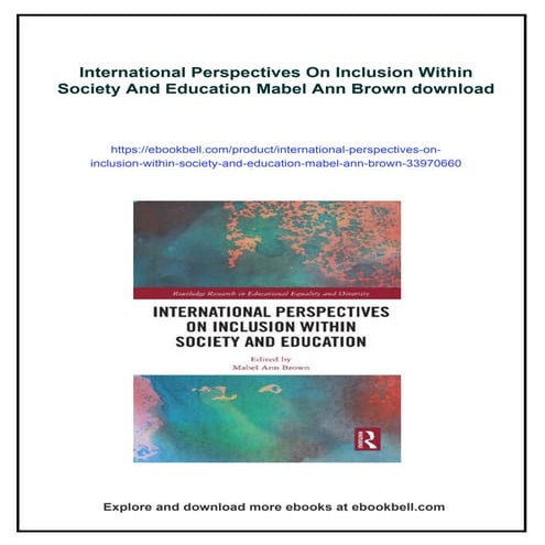 International Perspectives On Inclusion Within Society And Education ...
