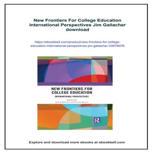 New Frontiers For College Education International Perspectives Jim ...
