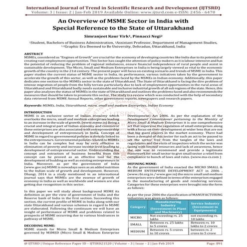 An Overview of MSME Sector in India with Special Reference to the State ...