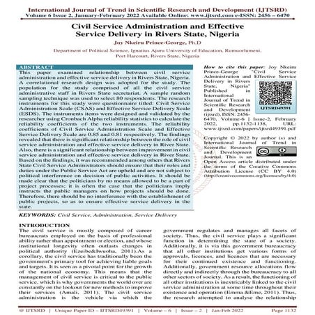 Civil Service Administration and Effective Service Delivery in Rivers ...