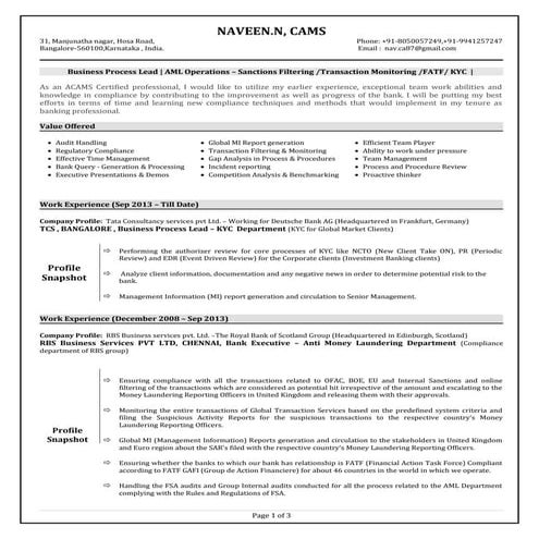 Resume_Aml Kyc