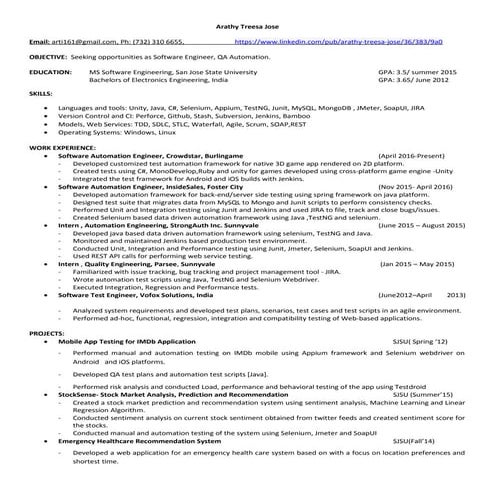 Resume_Arathy Jose | DOC