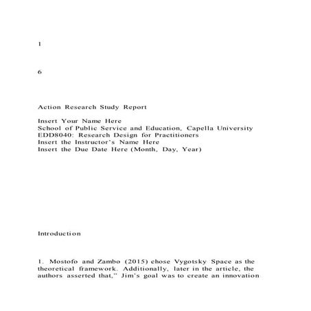 16 action research study reportinsert your na | DOCX | Professional ...