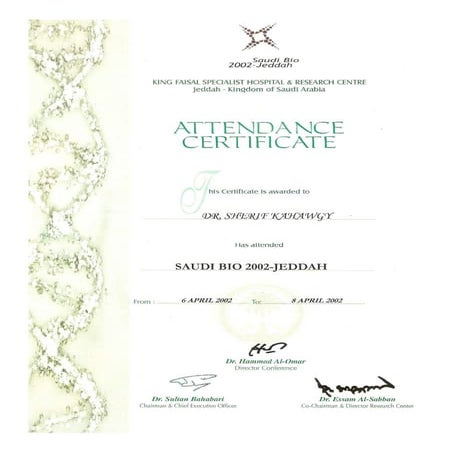 Sherif SAUDI BIO Cirtificat and Traning | PDF